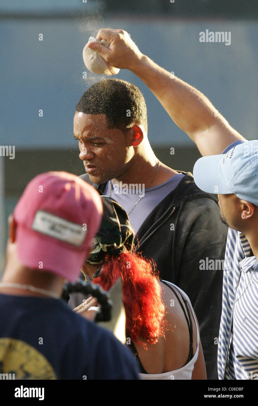 Will Smith on location on Hollywood Boulevard filming an explosive ...