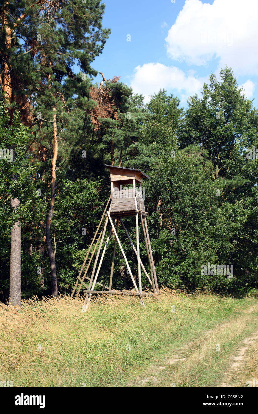 Hunting tower in the forest Stock Photo - Alamy
