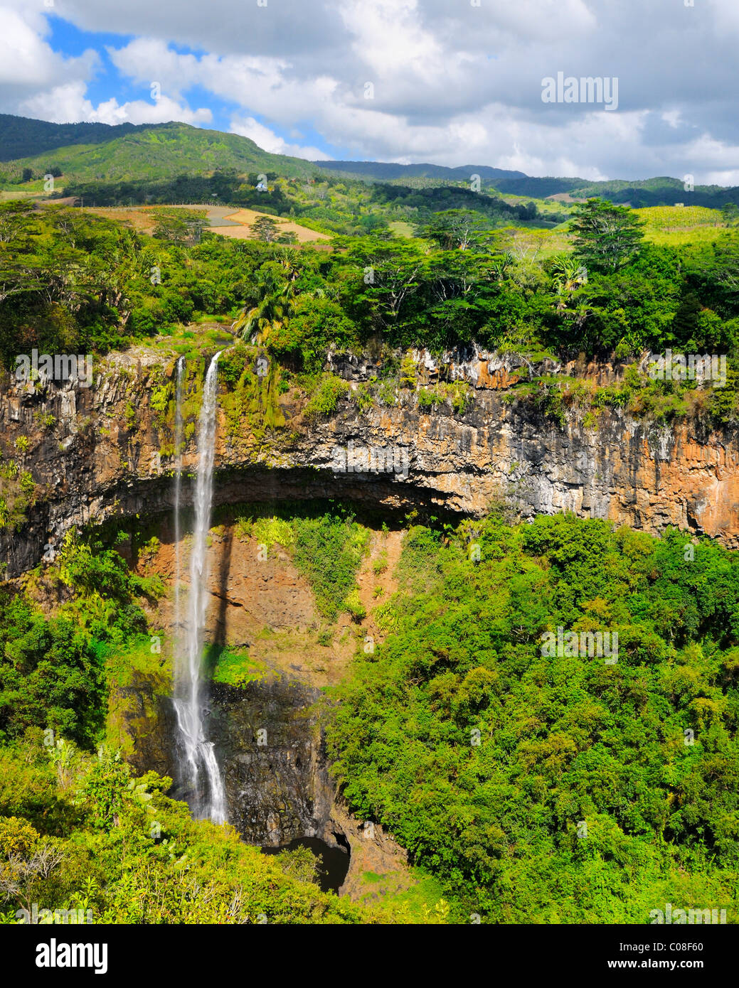 The waterfall Cascade Chamarel near the town of Chamarel, Black River ...