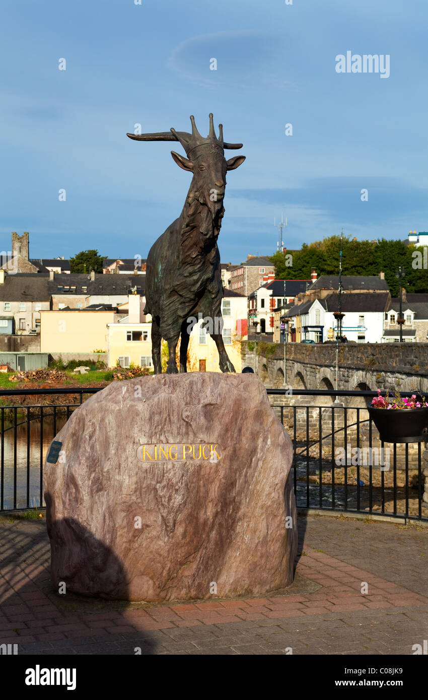 Sculpture of the Puck Goat beside the bridge over the River Laune ...
