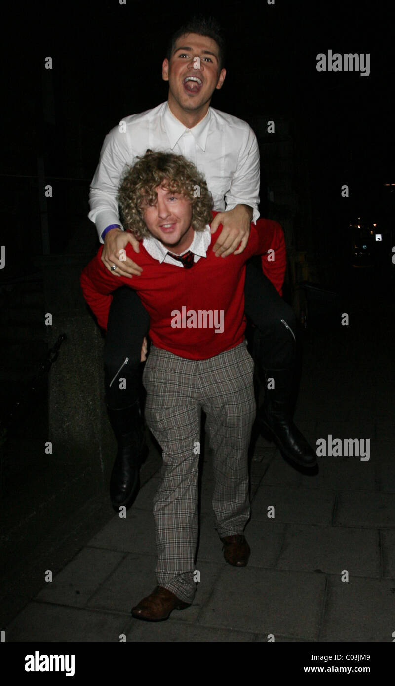 Seany O'Kane and Gerry Stergiopoulos from BB8 lark aroung as the leave ...