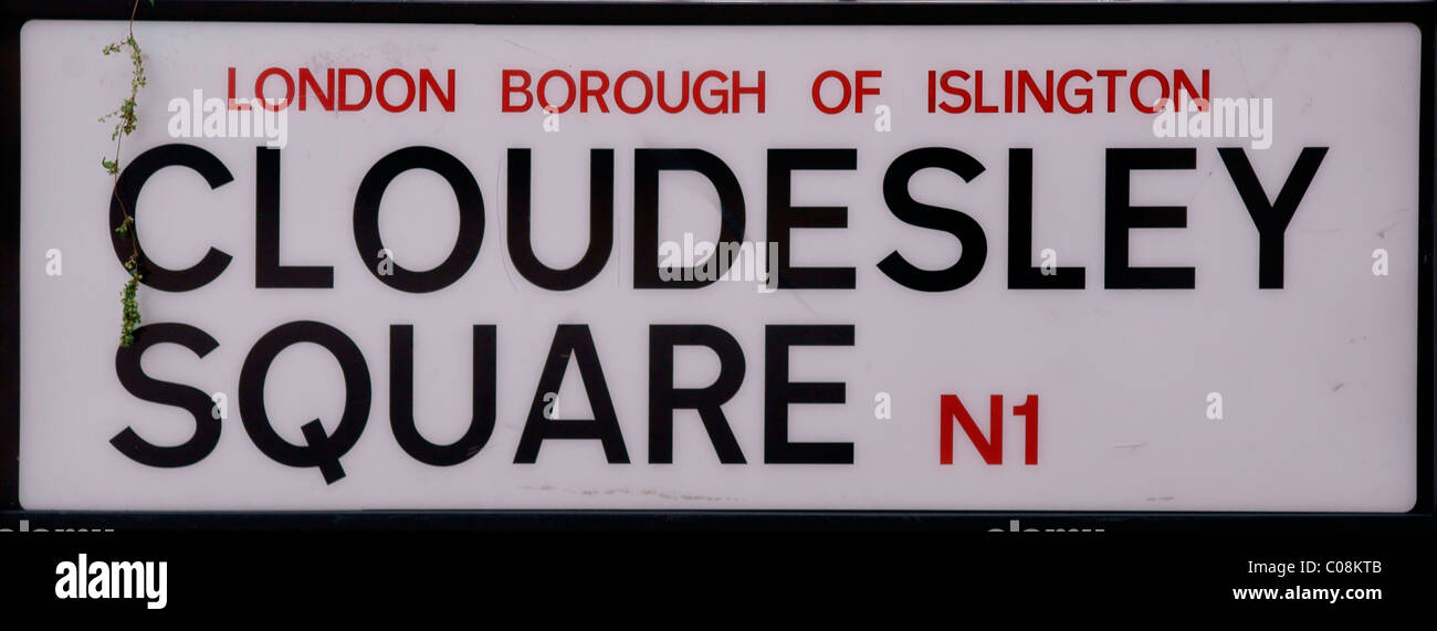 Street name sign Cloudesley Square Stock Photo - Alamy