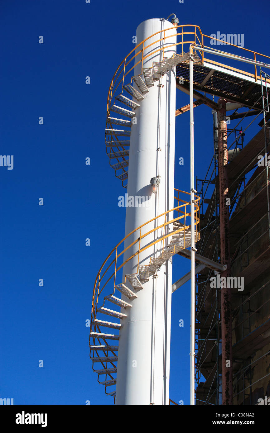 Spiral stairs going up an industrial smoke stack Stock Photo - Alamy