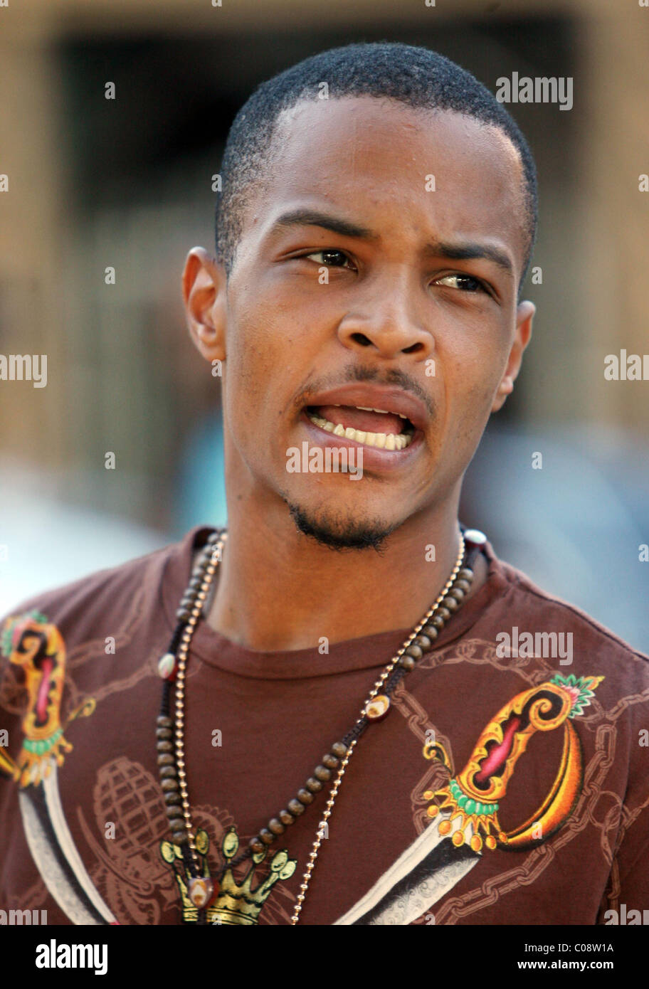 T.I aka Clifford Harris Jr Rap superstar arriving for his visit to ...