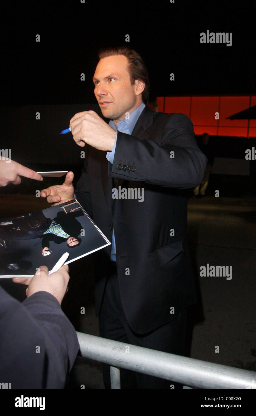 Christian Slater signs autographs for fans after leaving an Oscar party ...