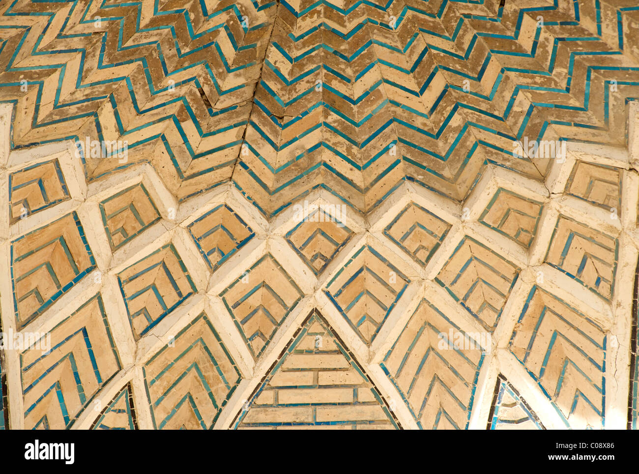 Architectural detail of ceiling stonework, the Mir-i-arab Madrassah ...
