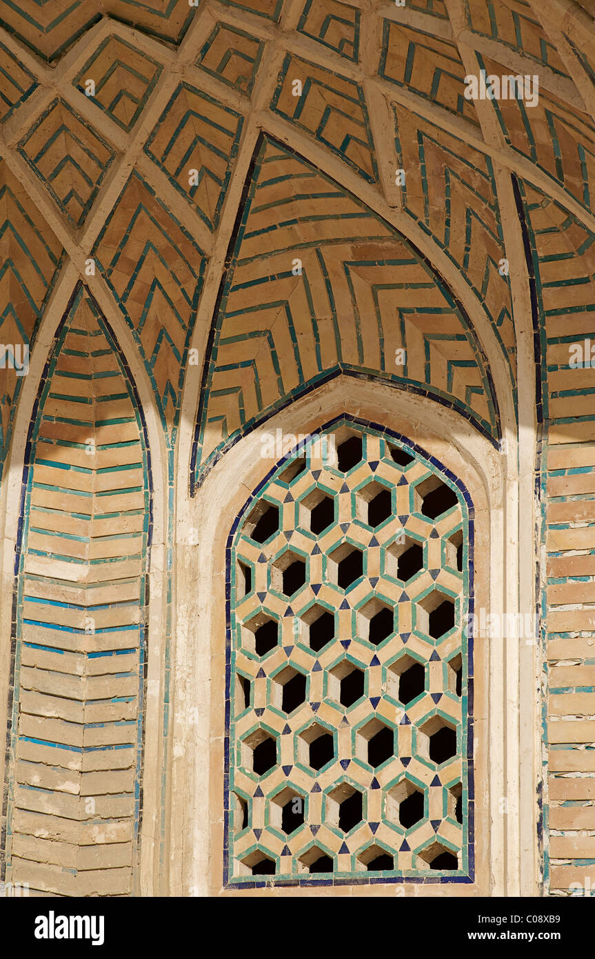 Architectural detail of ceiling stonework, the Mir-i-arab Madrassah ...