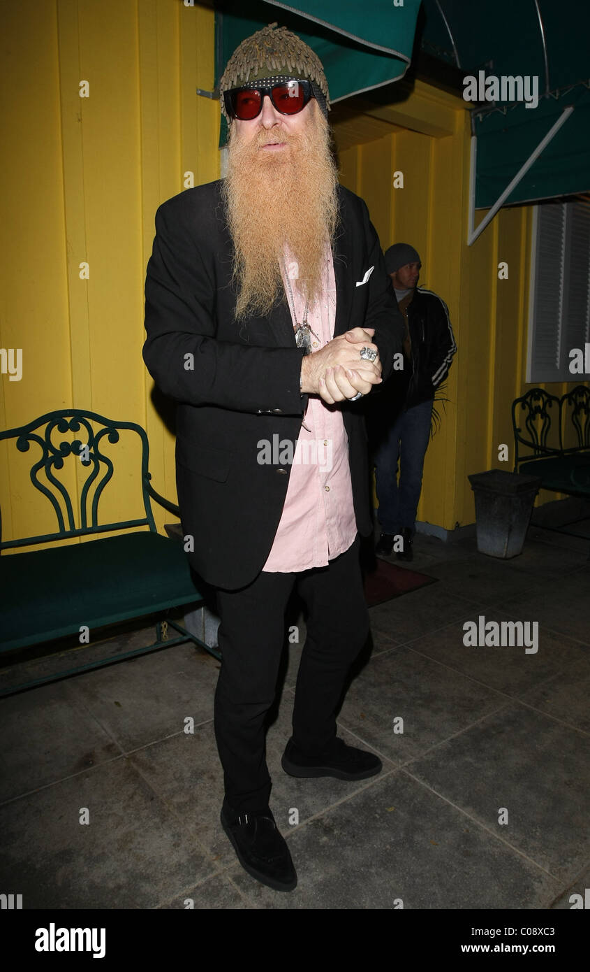 Billy Gibbons of ZZ Top leaving Dan Tanas restaurant West Hollywood ...