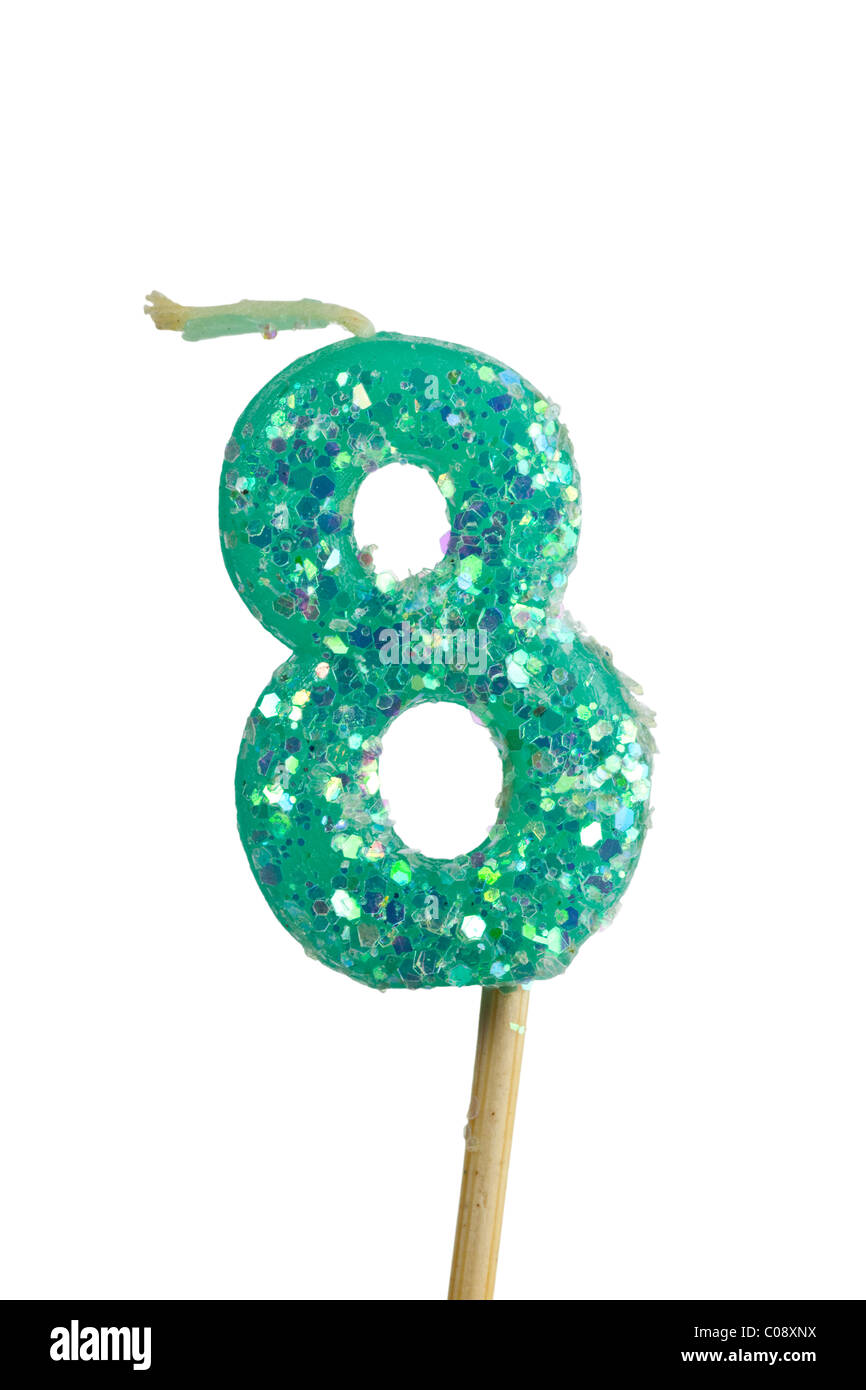 Birthday candle number eight isolated on white background Stock Photo ...