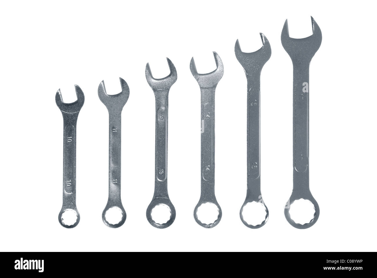 Chrome wrench key set isolated on white background Stock Photo - Alamy