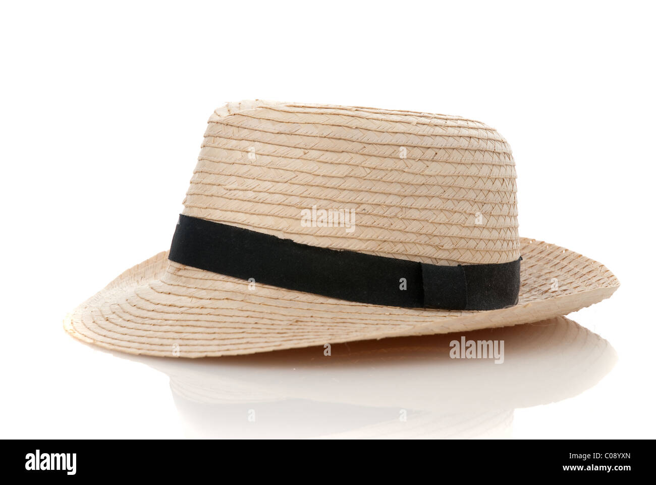 Straw hat withe black ribbon isolated on white background Stock Photo ...
