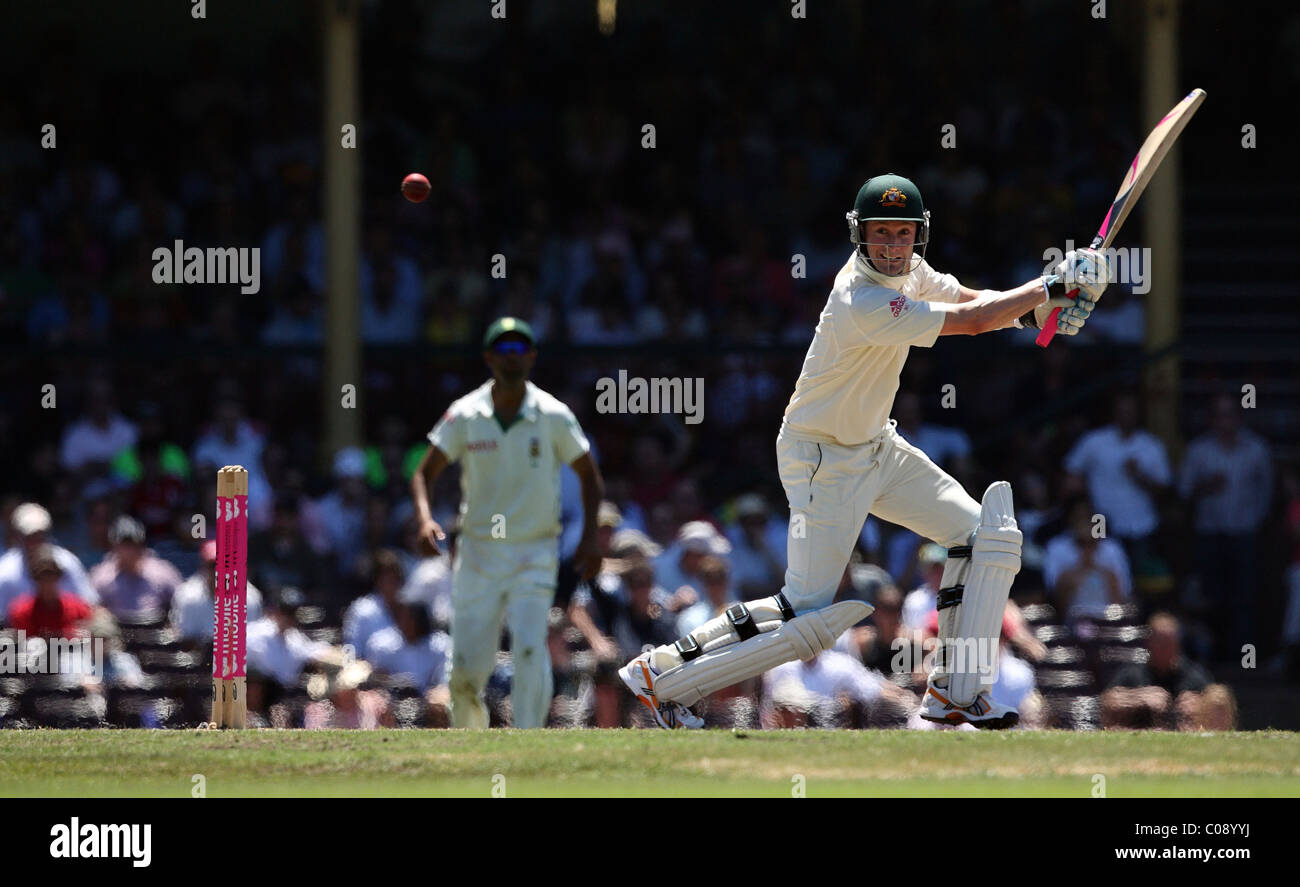 Australian batsman Michael Clarke in action during day four of the ...