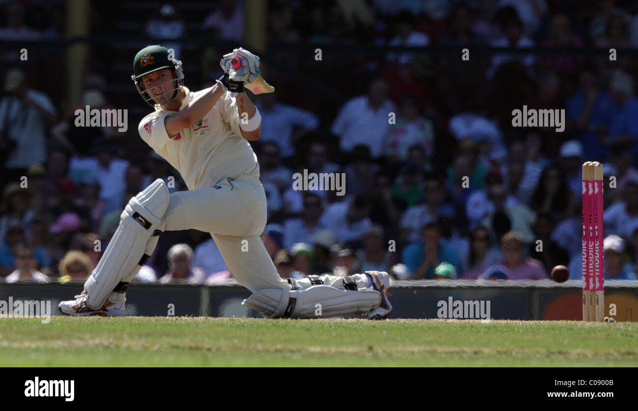 Australian batsman Michael Clarke in action during day four of the ...