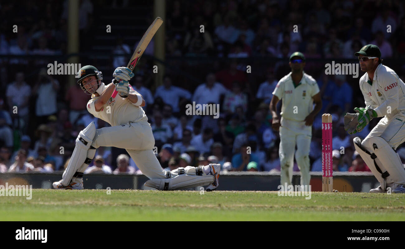 Australian batsman Michael Clarke in action during day four of the ...