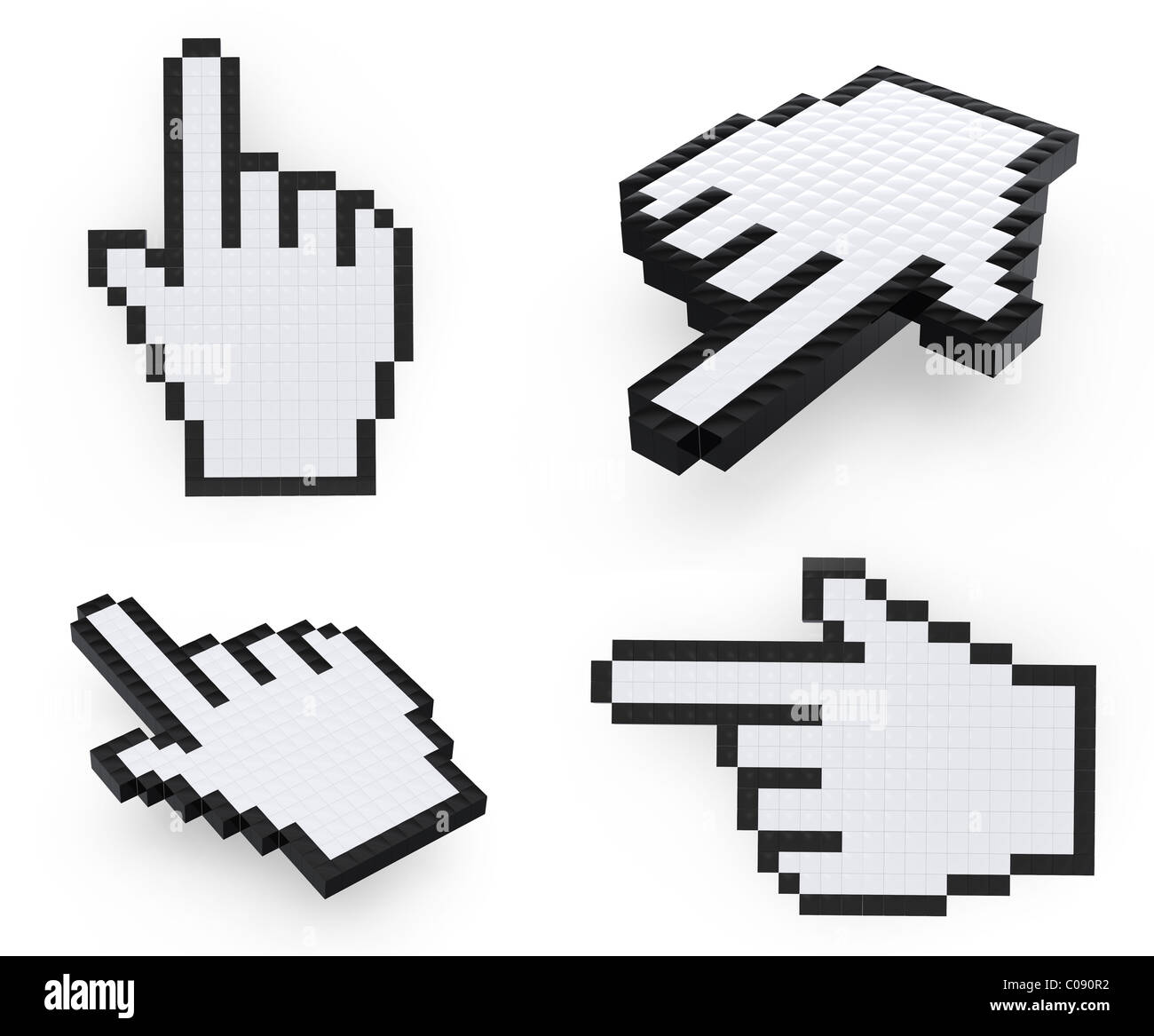 hand pixelated mouse pointers on white background Stock Photo - Alamy