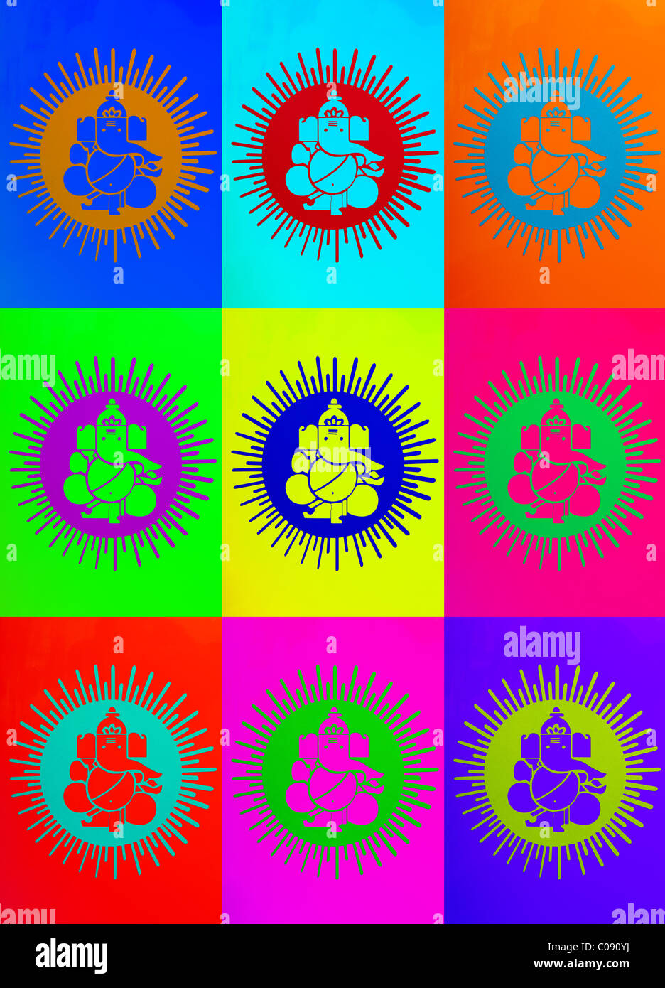 Stylized Hindu Lord Ganesha abstract design Stock Photo - Alamy