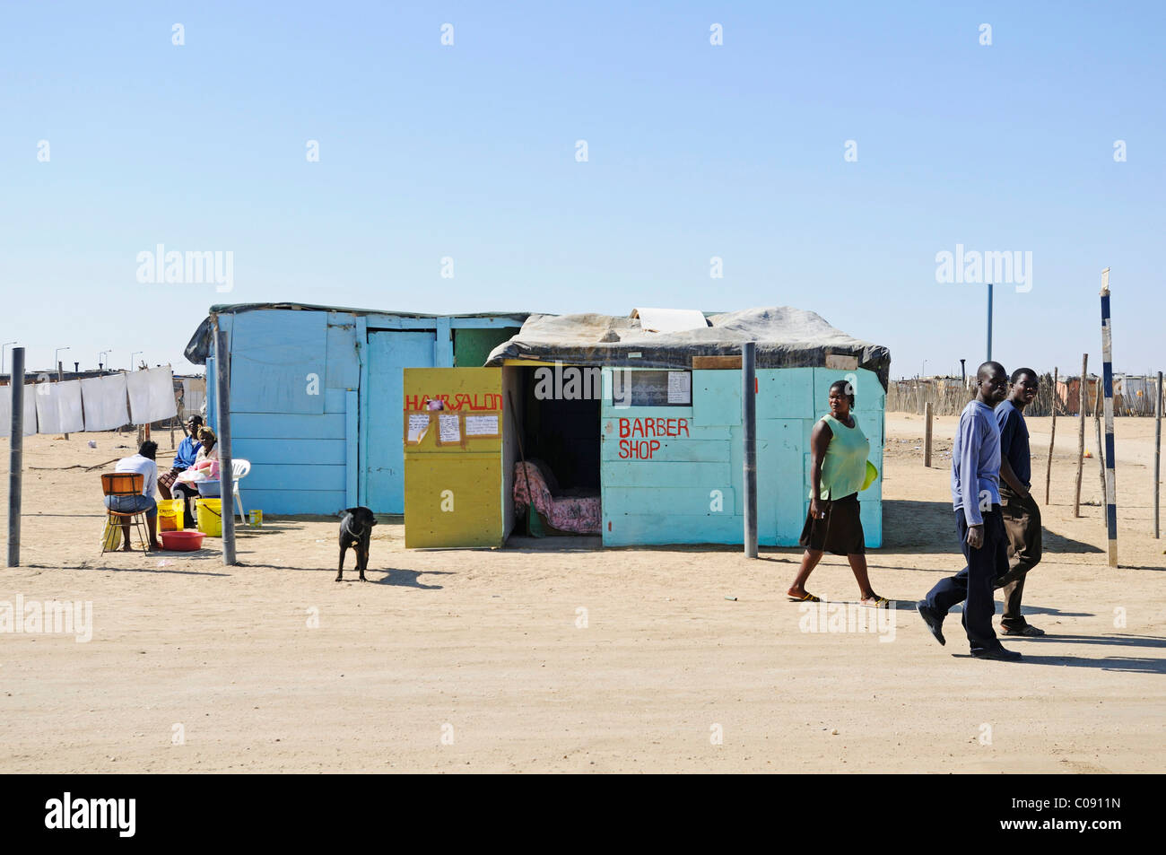 Barber shop in the Mondesa township, Swakopmund town, Namibia, Africa ...