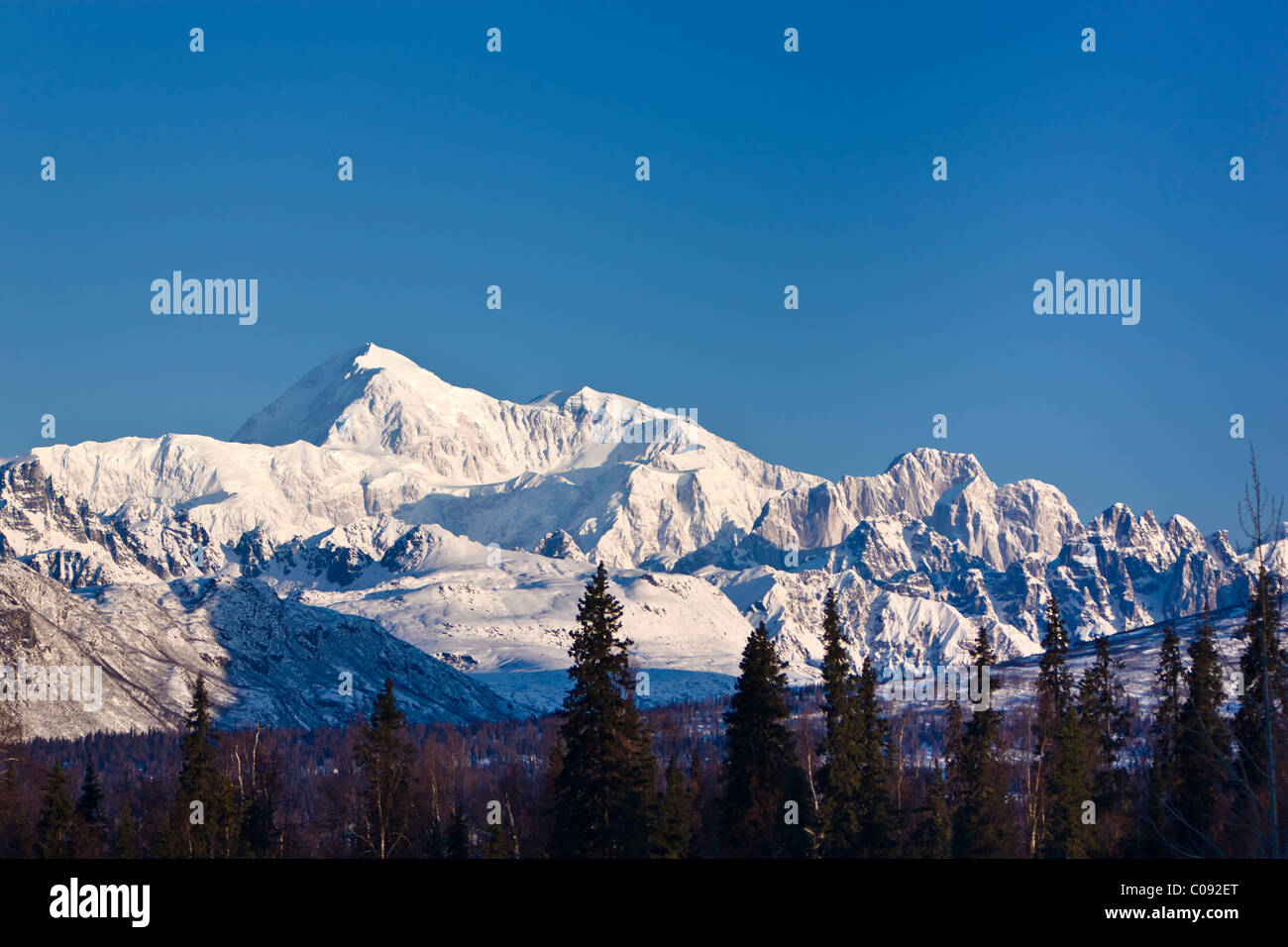 Early morning light on southside of Mount McKinley and Mooses's Tooth ...