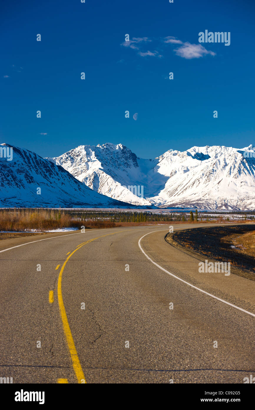 View of the George Parks Highway as it passes through the Alaska Range ...
