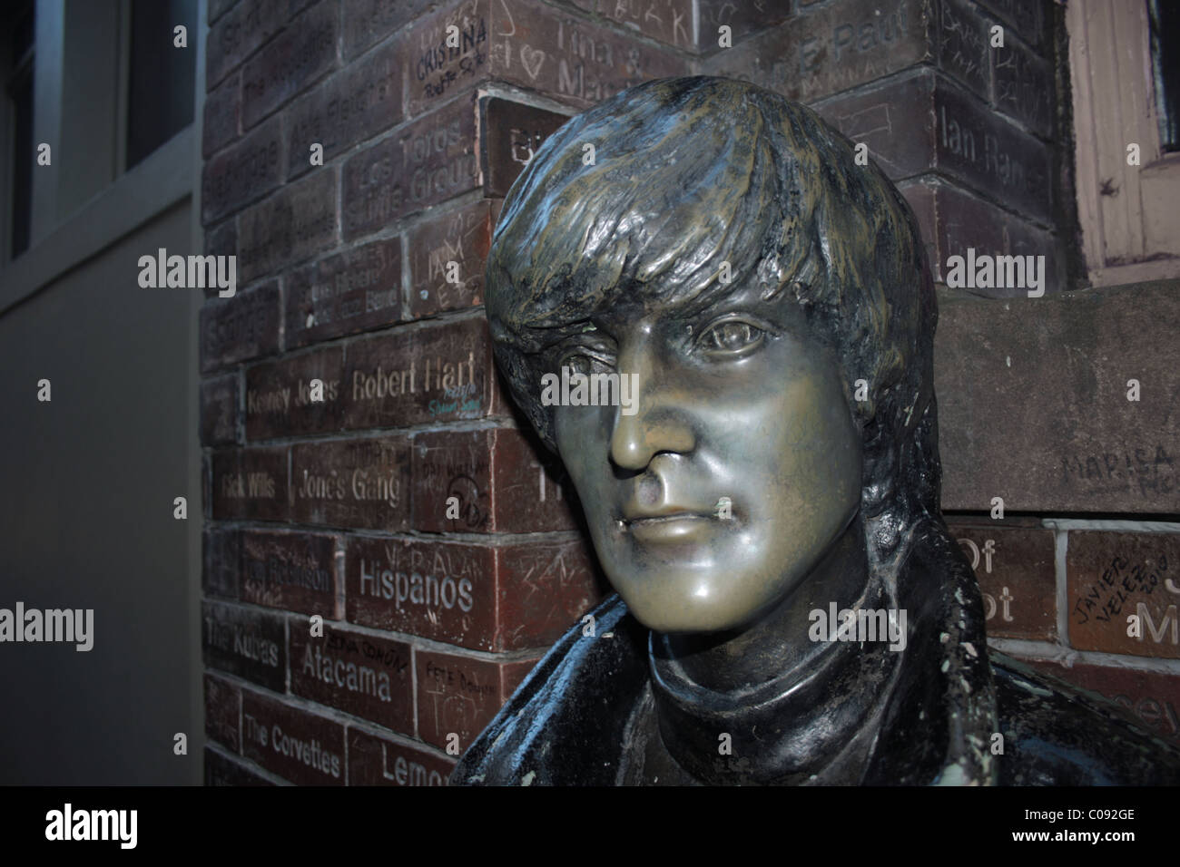 close up of John Lennon statue in Mathew Street, Liverpool, UK Stock ...