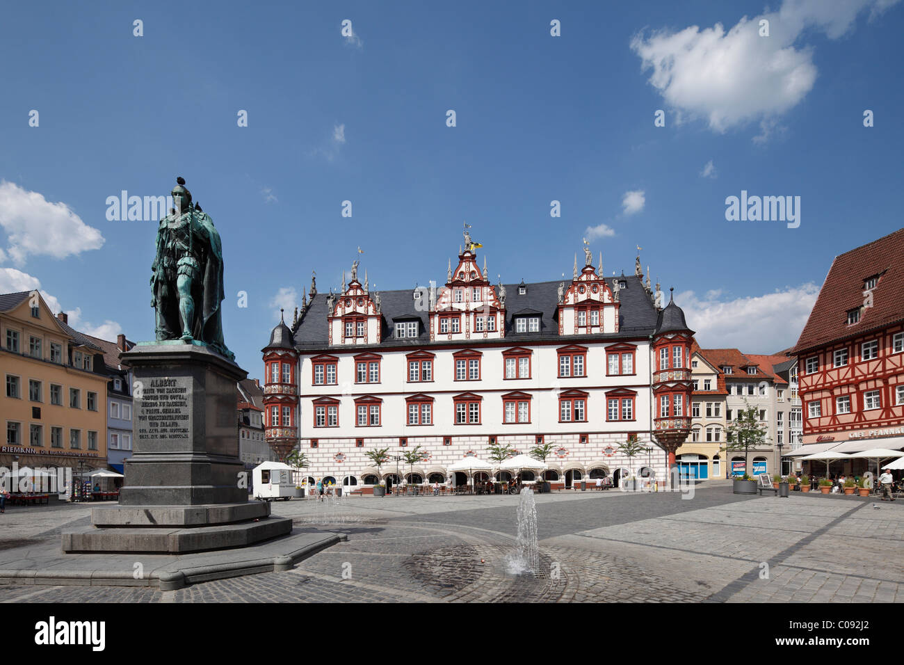Prince Albert Memorial and City Hall on Marktplatz square, Coburg ...