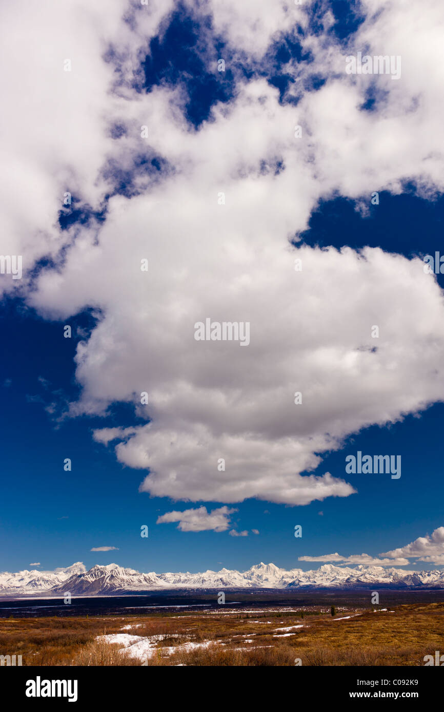 View of the Alaska Range along the Denali Highway just before the ...