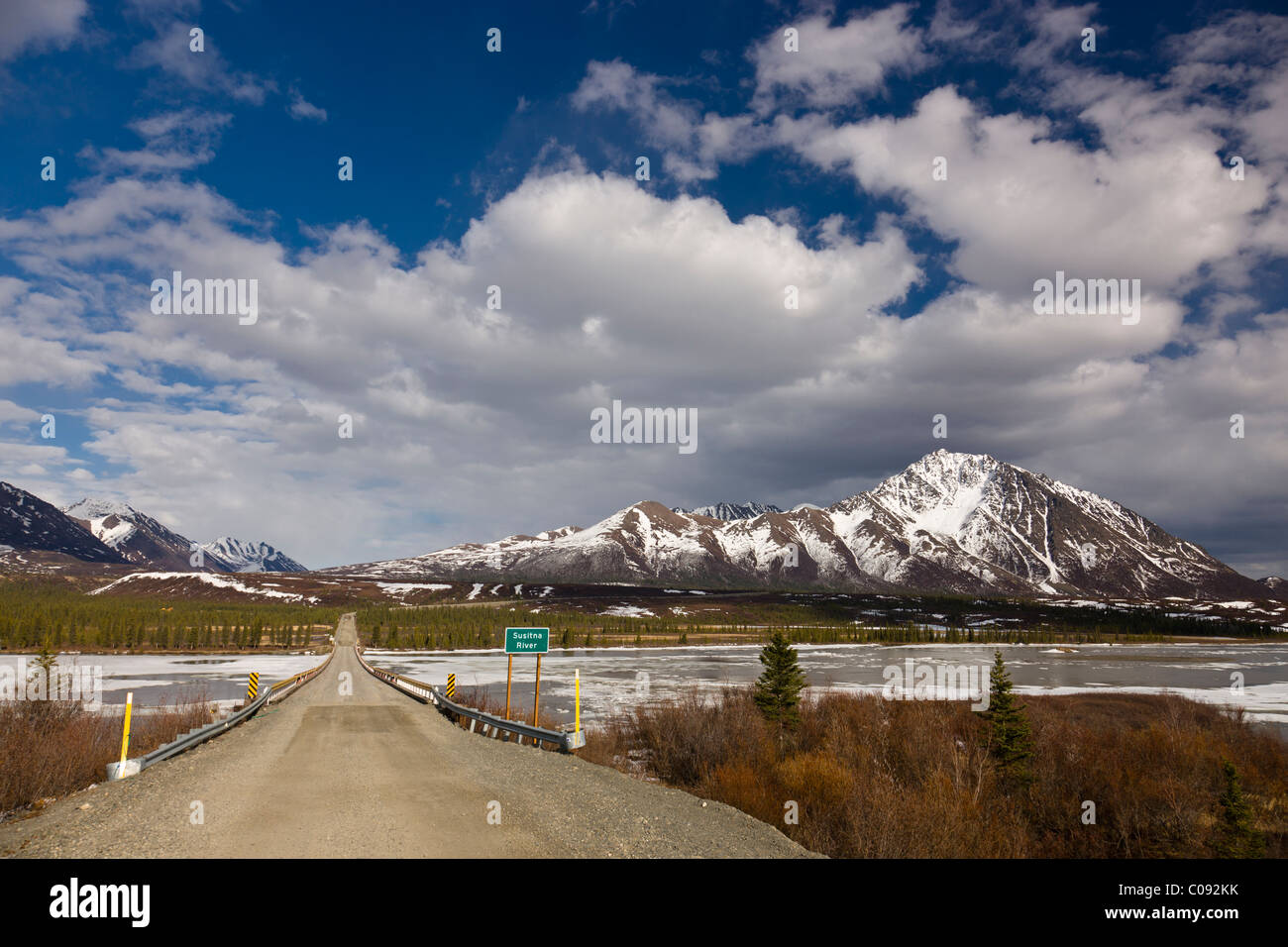 The Denali Highway bridge over the Susitna River with Clearwater ...