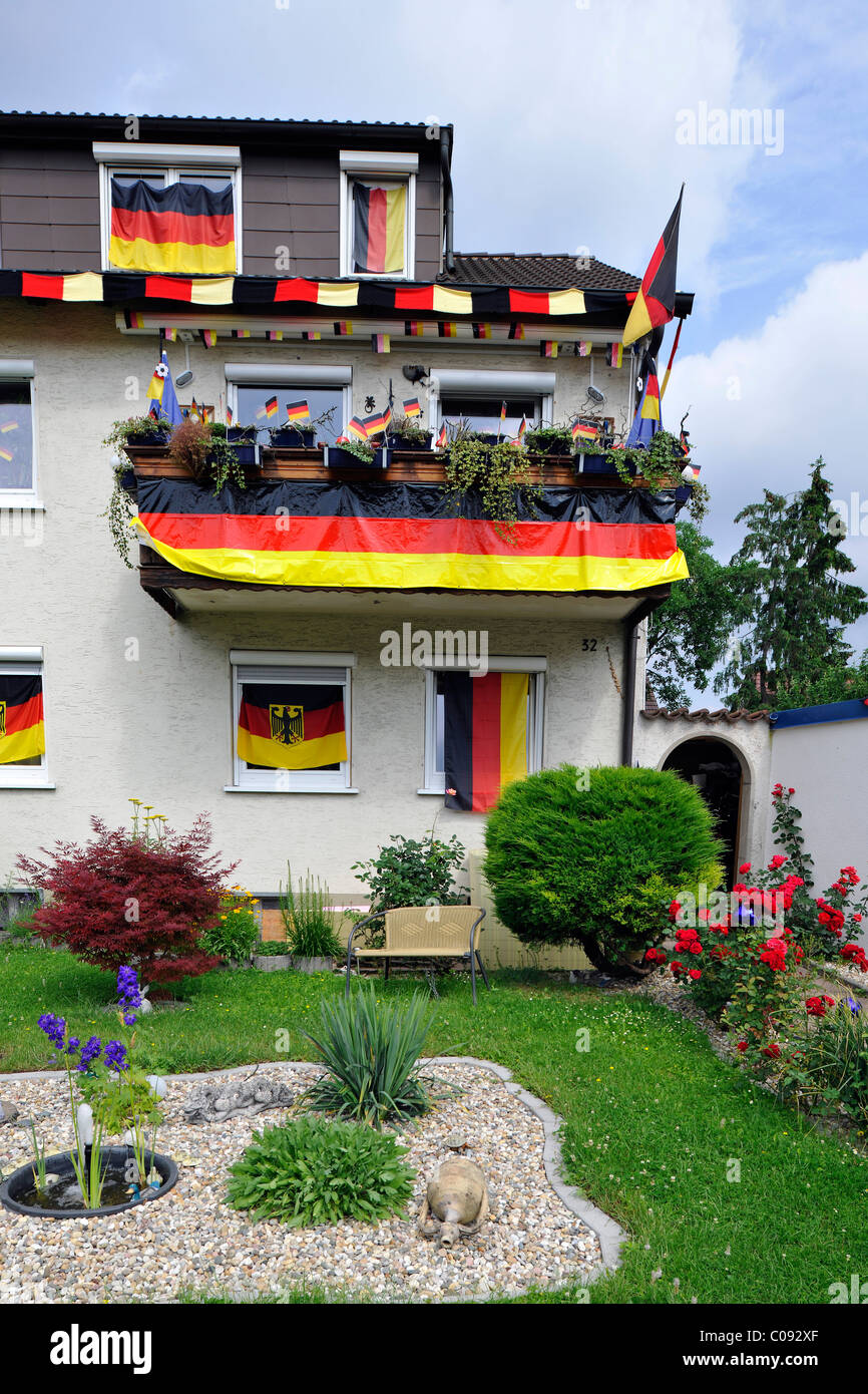 House decorated with German flags during Football World Cup 2010 ...