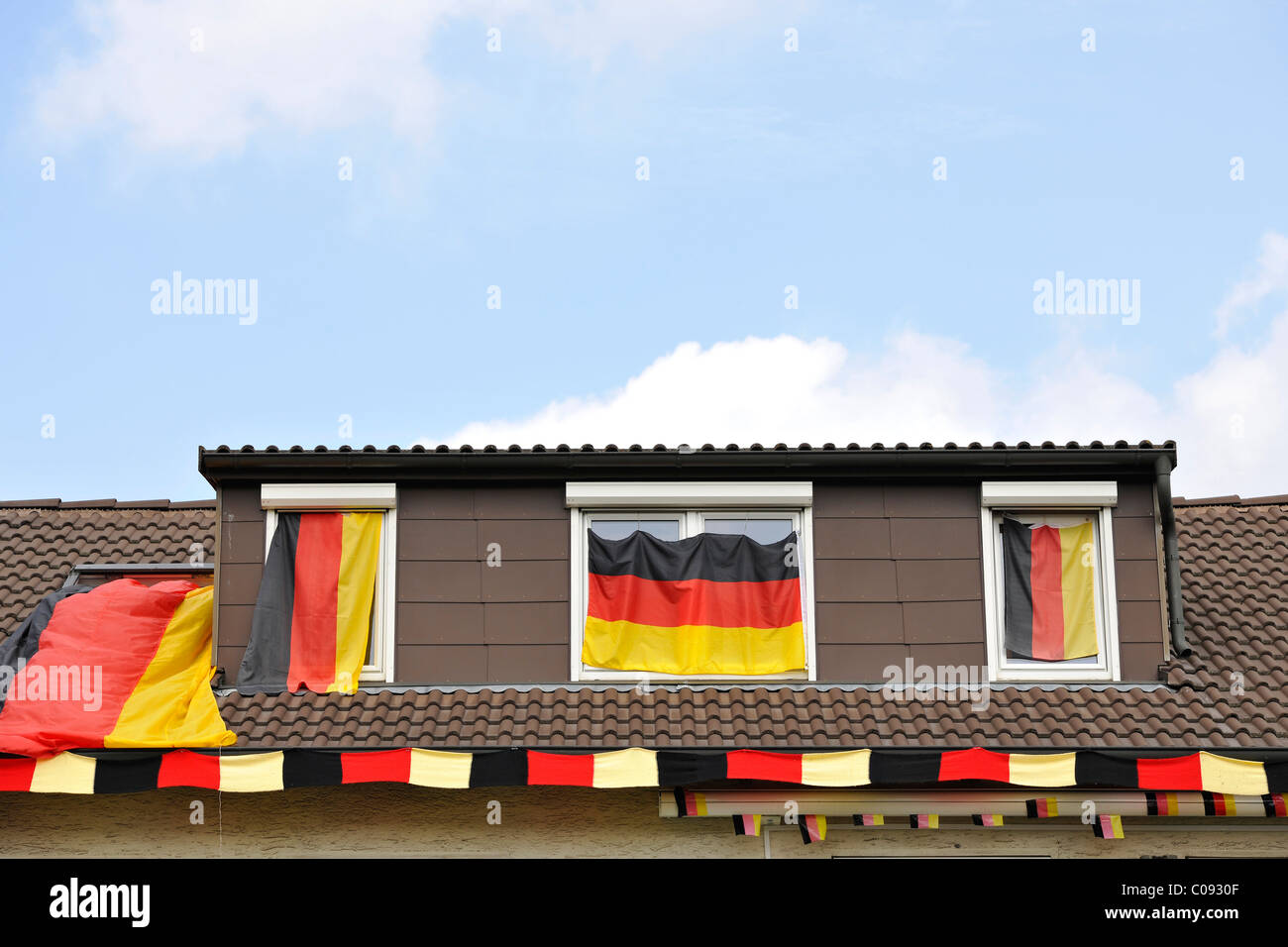 House decorated with German flags during Football World Cup 2010 ...