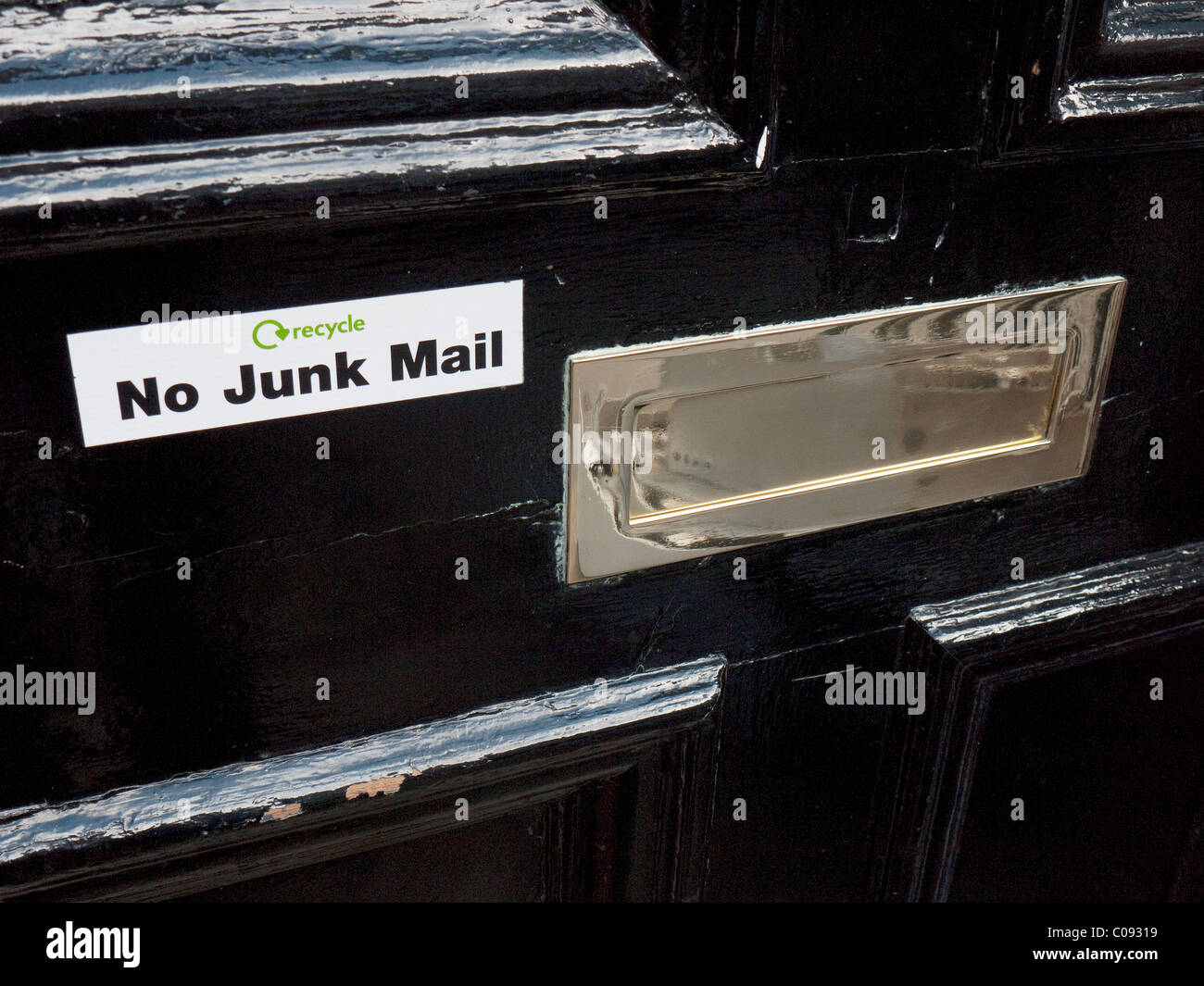 black front door with letter box Stock Photo - Alamy