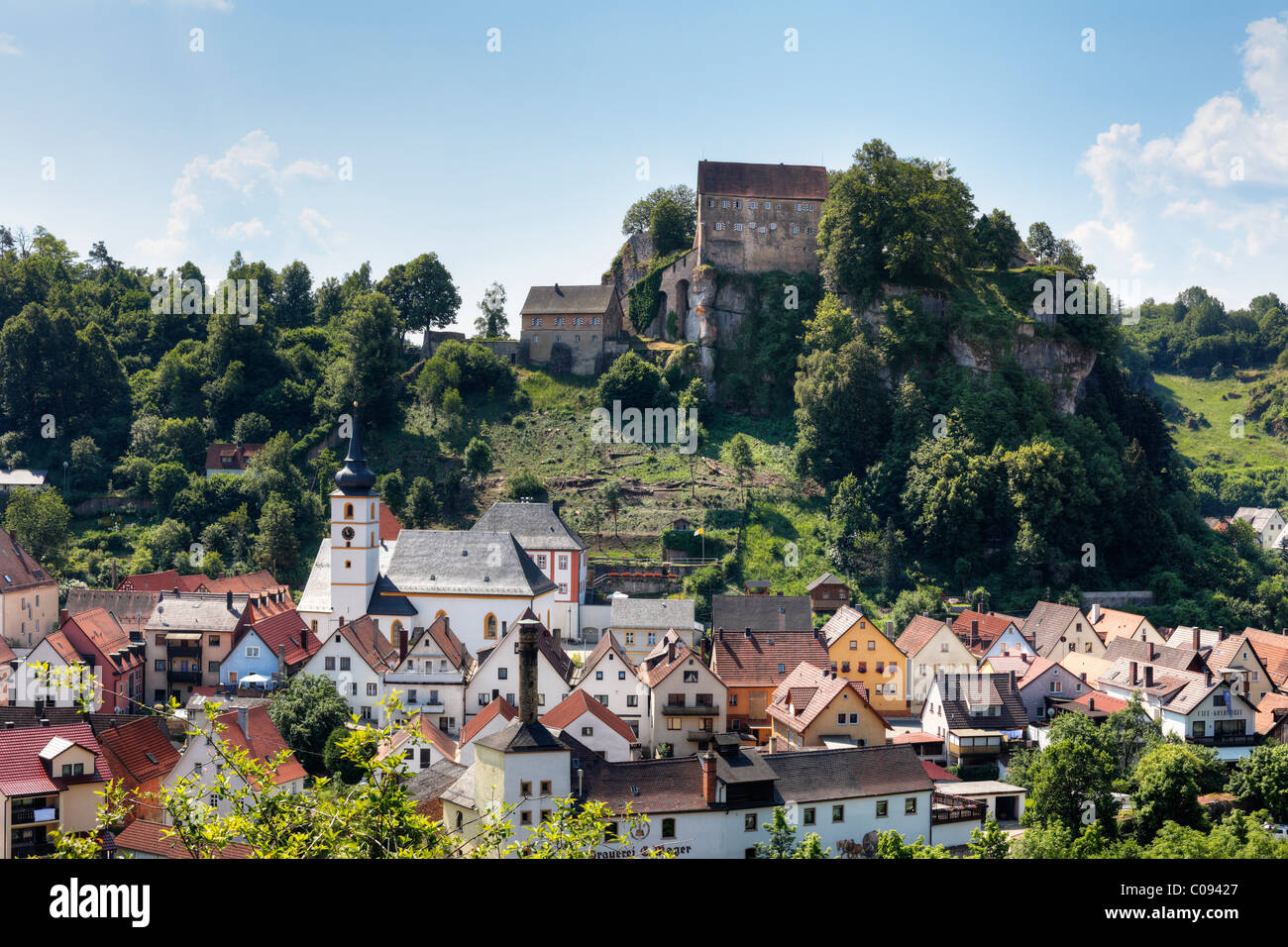 Pottenstein with Burg Pottenstein Castle, Franconian Switzerland ...