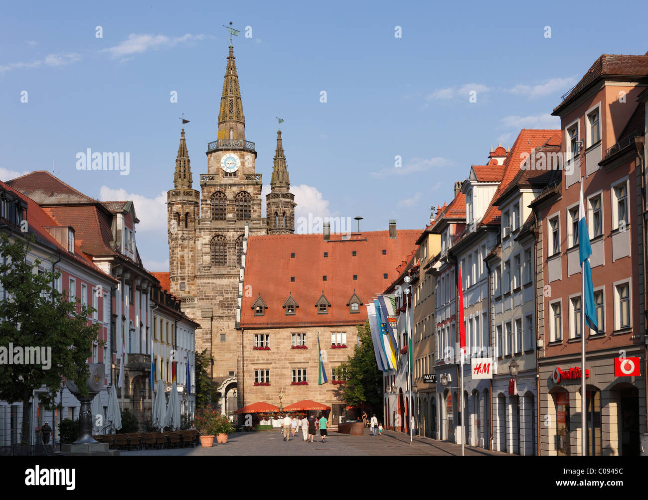 Martin-Luther-Platz square, City Hall, Church of St. Gumbertus, Ansbach ...