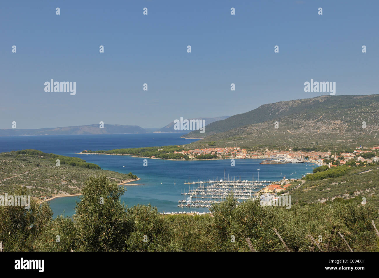 Bay overlooking Cres, Kvarner Gulf or Kvarner Bay, Cres island, Croatia ...