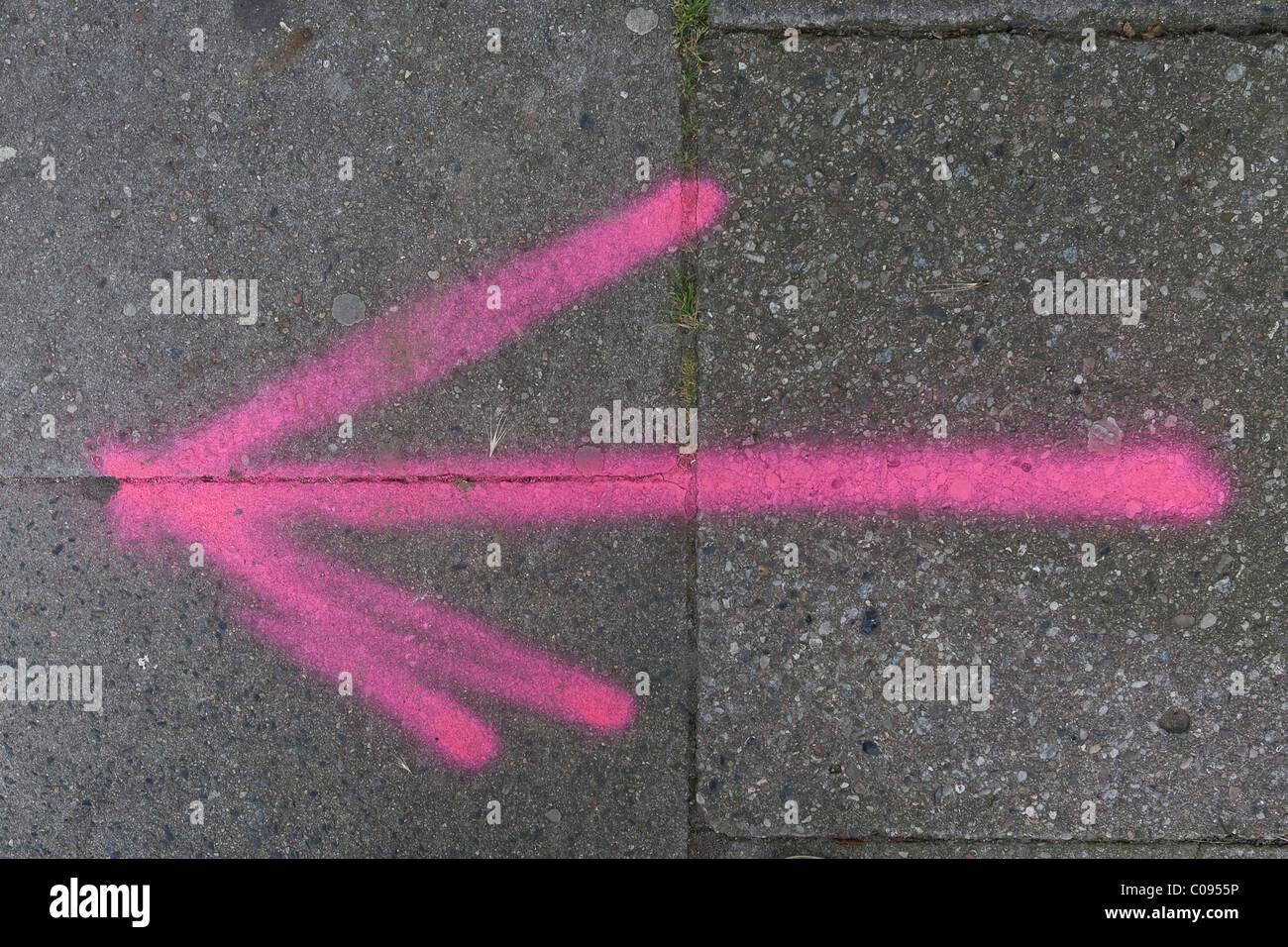 Pink arrow on asphalt Stock Photo - Alamy