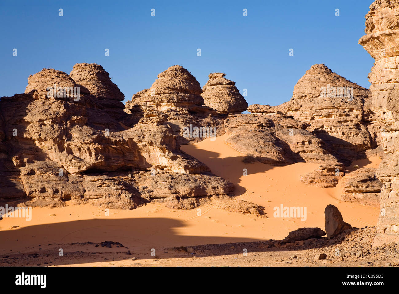 Rock formations in the Libyan Desert, Wadi Awis, Akakus Mountains, Libya, North Africa, Africa ...
