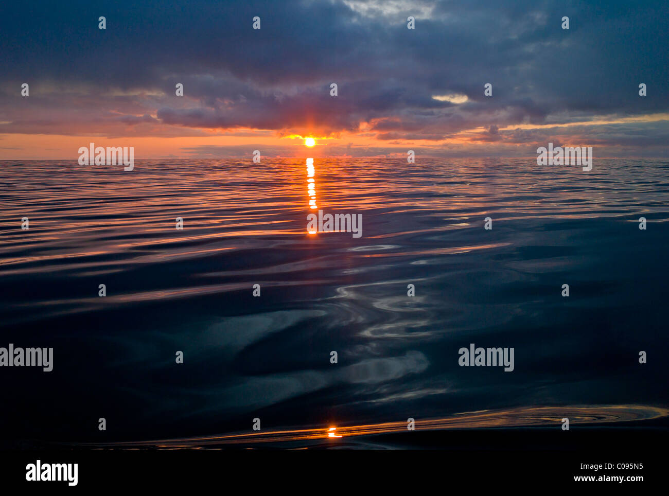 Sunset view of the Gulf of Alaska near Prince William Sound ...