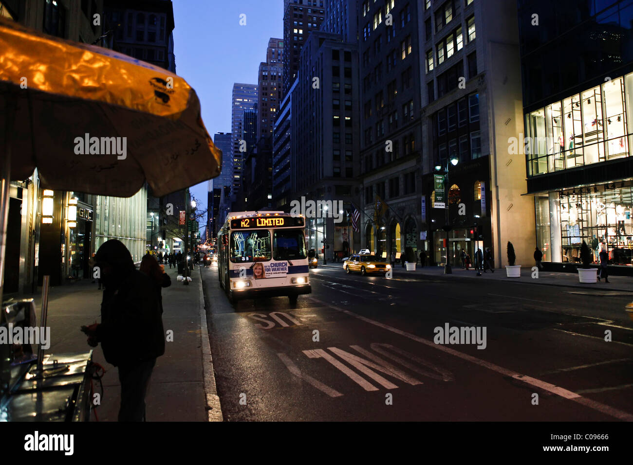 Night shot in the streets of Manhattan, New York City, New York, USA ...