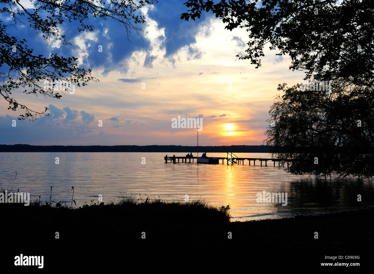 Sunset on Starnberger See or Lake Starnberg at St. Heinrich, Upper ...