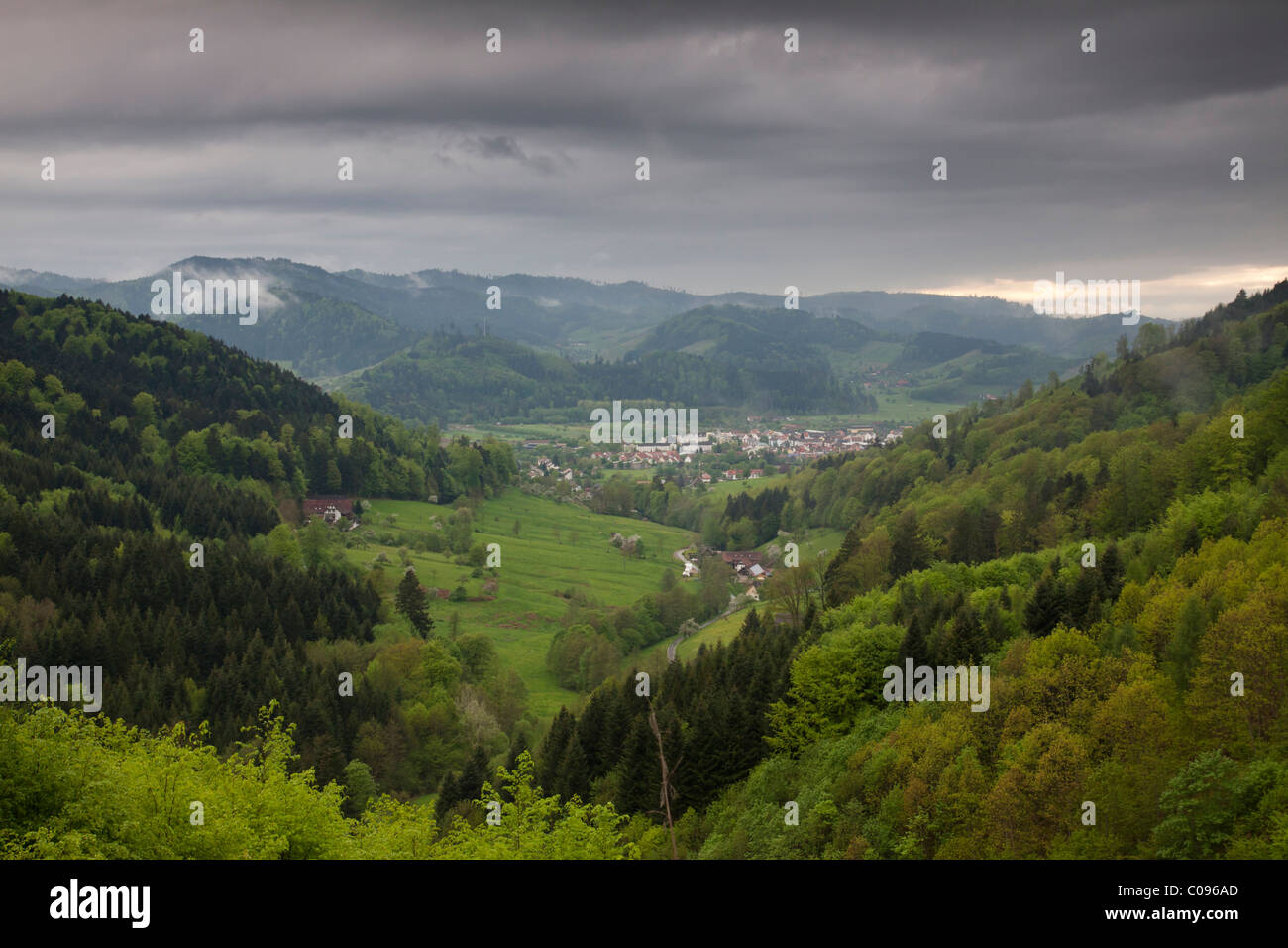 View of the Kinzigtal valley and the suburbs of Gengenbach, Baden ...