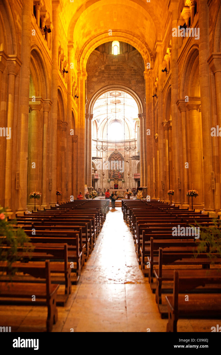 Interior of the cathedral Santa Maria Maior de Lisboa or Lisbon Stock ...