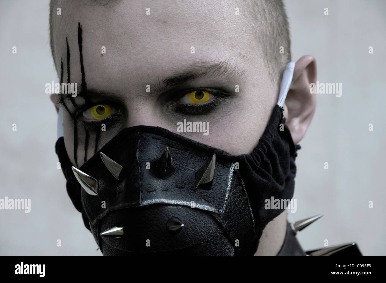 Young man with a mask, Wave Gothic Treffen music festival, Leipzig ...