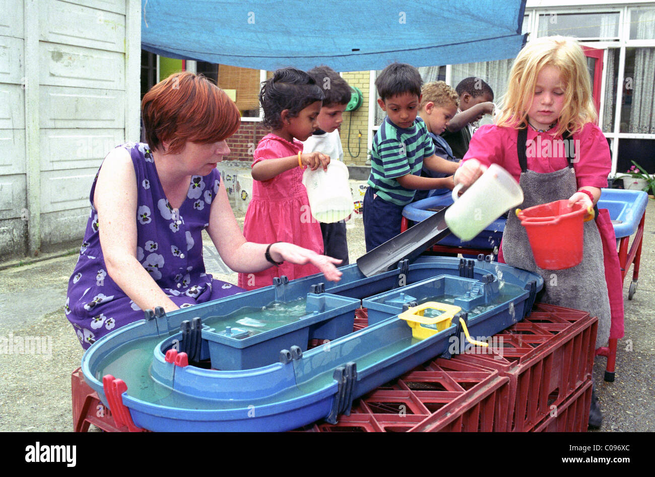 Young children learning about measurement with water play activities ...