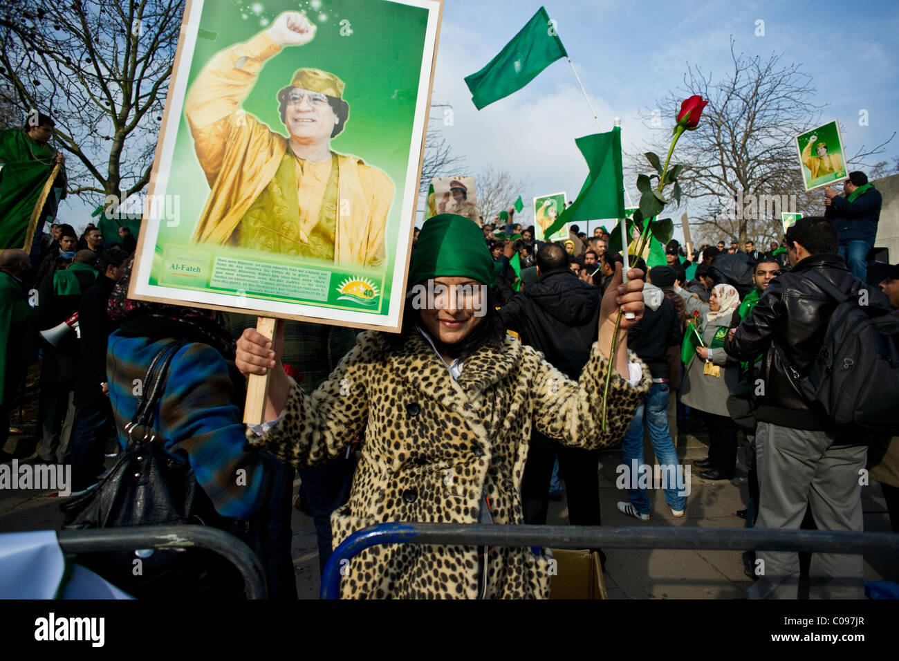 Pro Gaddafi demonstration, London February 2011 Stock Photo - Alamy