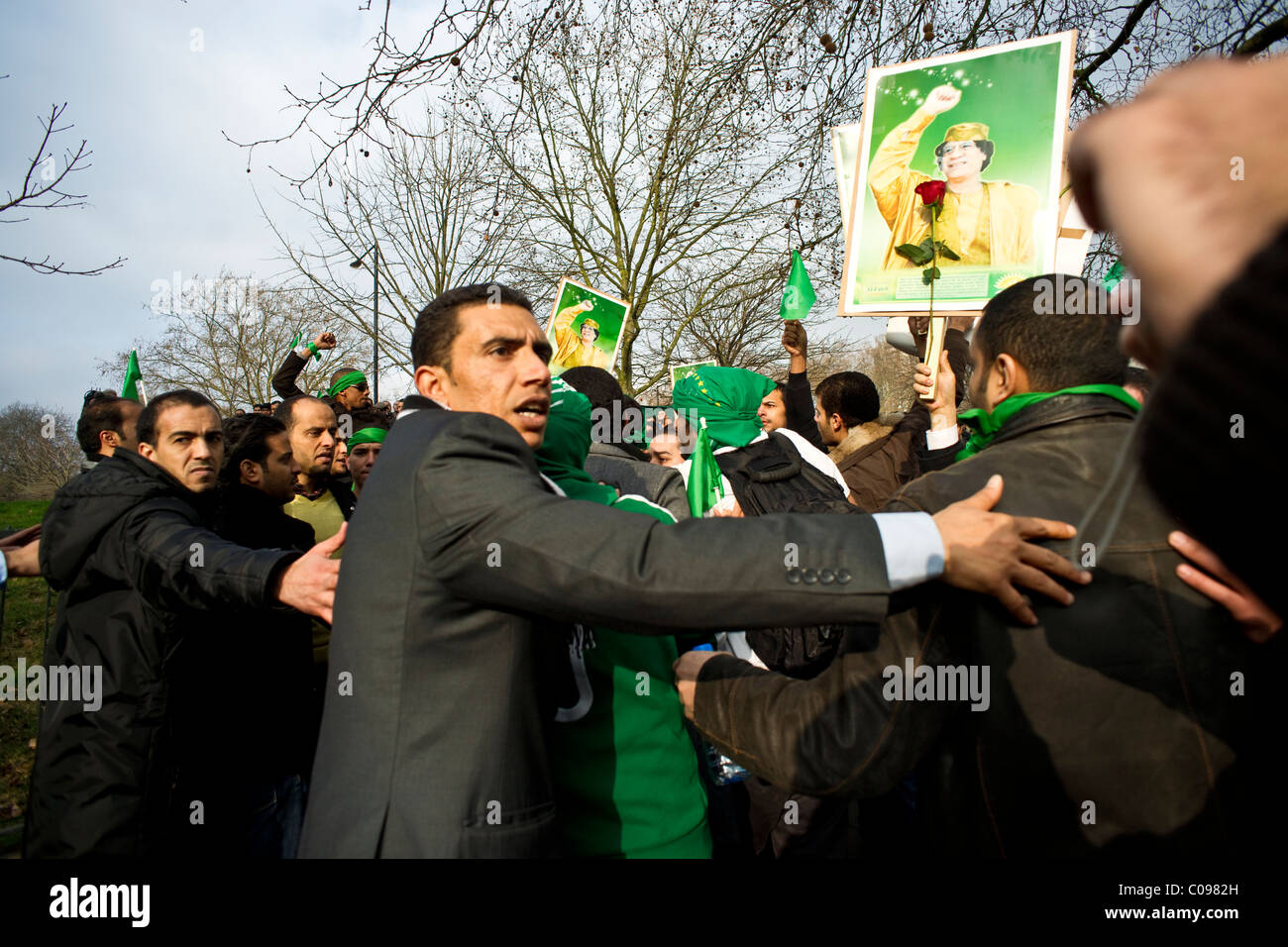 Pro Gaddafi demonstration, London February 2011 Stock Photo - Alamy