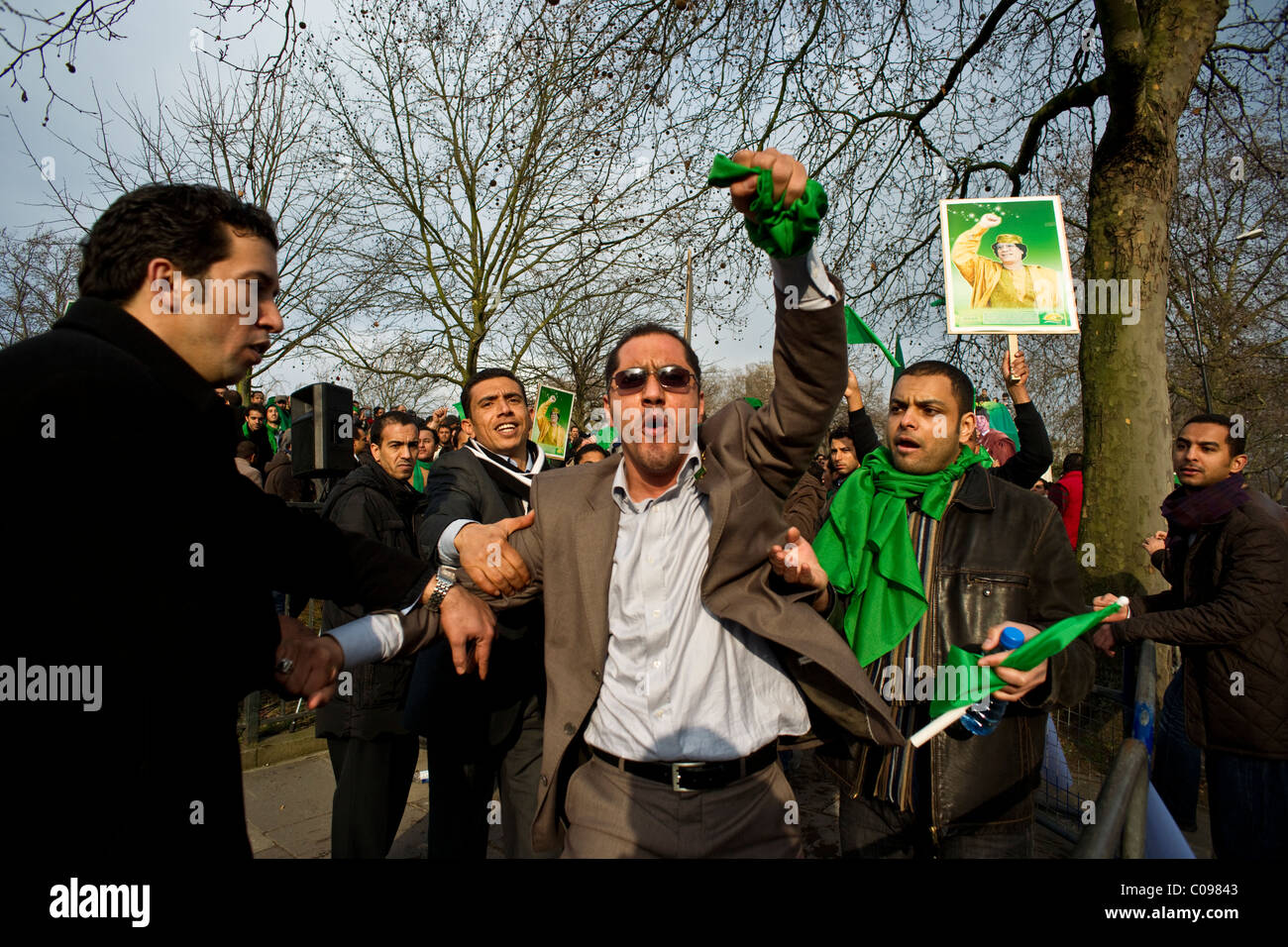 Pro Gaddafi demonstration, London February 2011 Stock Photo - Alamy