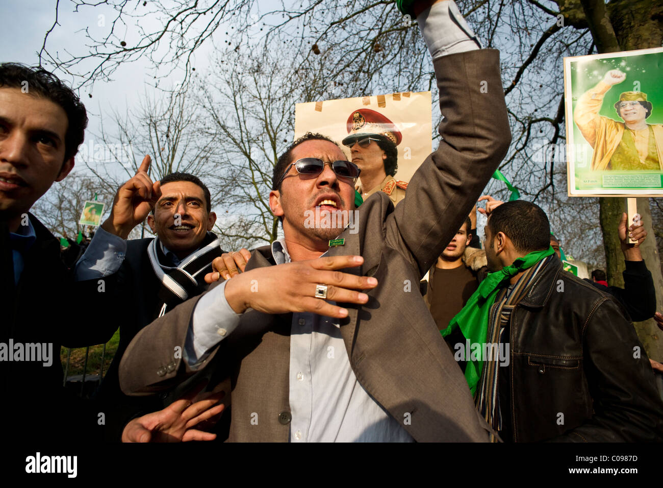 Pro Gaddafi demonstration, London February 2011 Stock Photo - Alamy