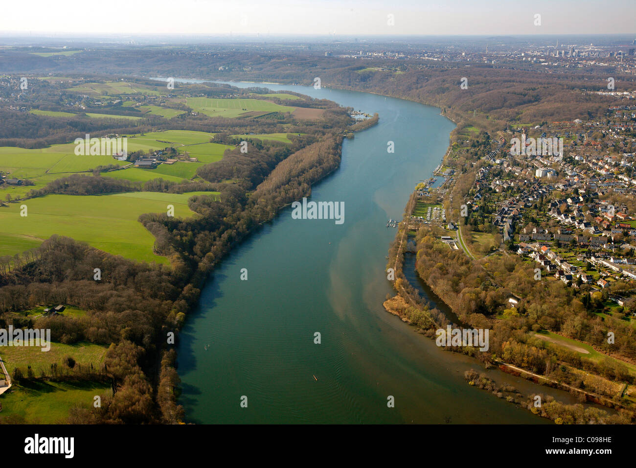 Aerial view, Baldeneysee storage lake, Ruhr river, Ruhr valley ...
