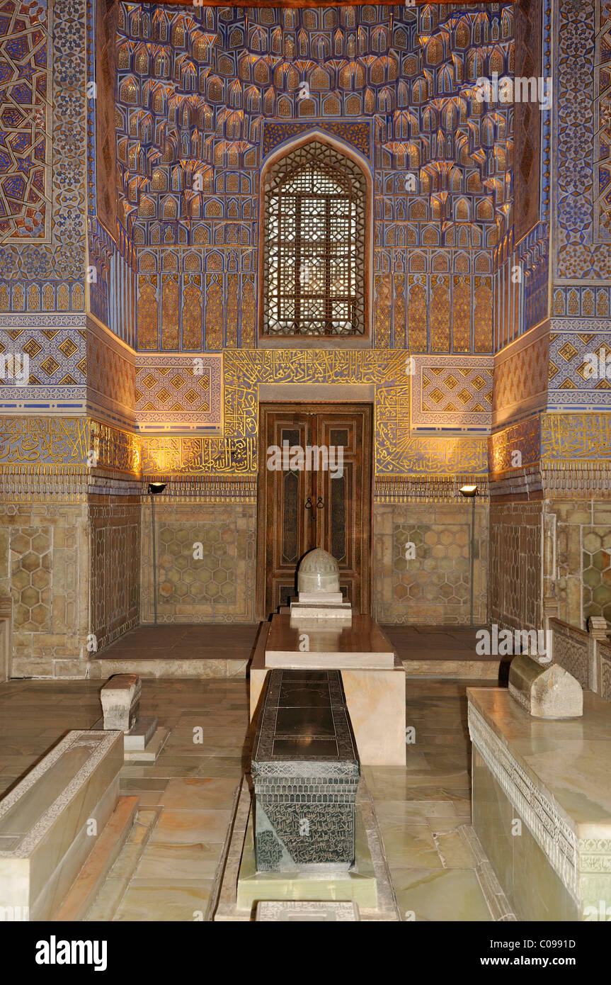 Interior of Gur Emir, Gur-Amir, Guri Amir mausoleum, grave of Timur ...