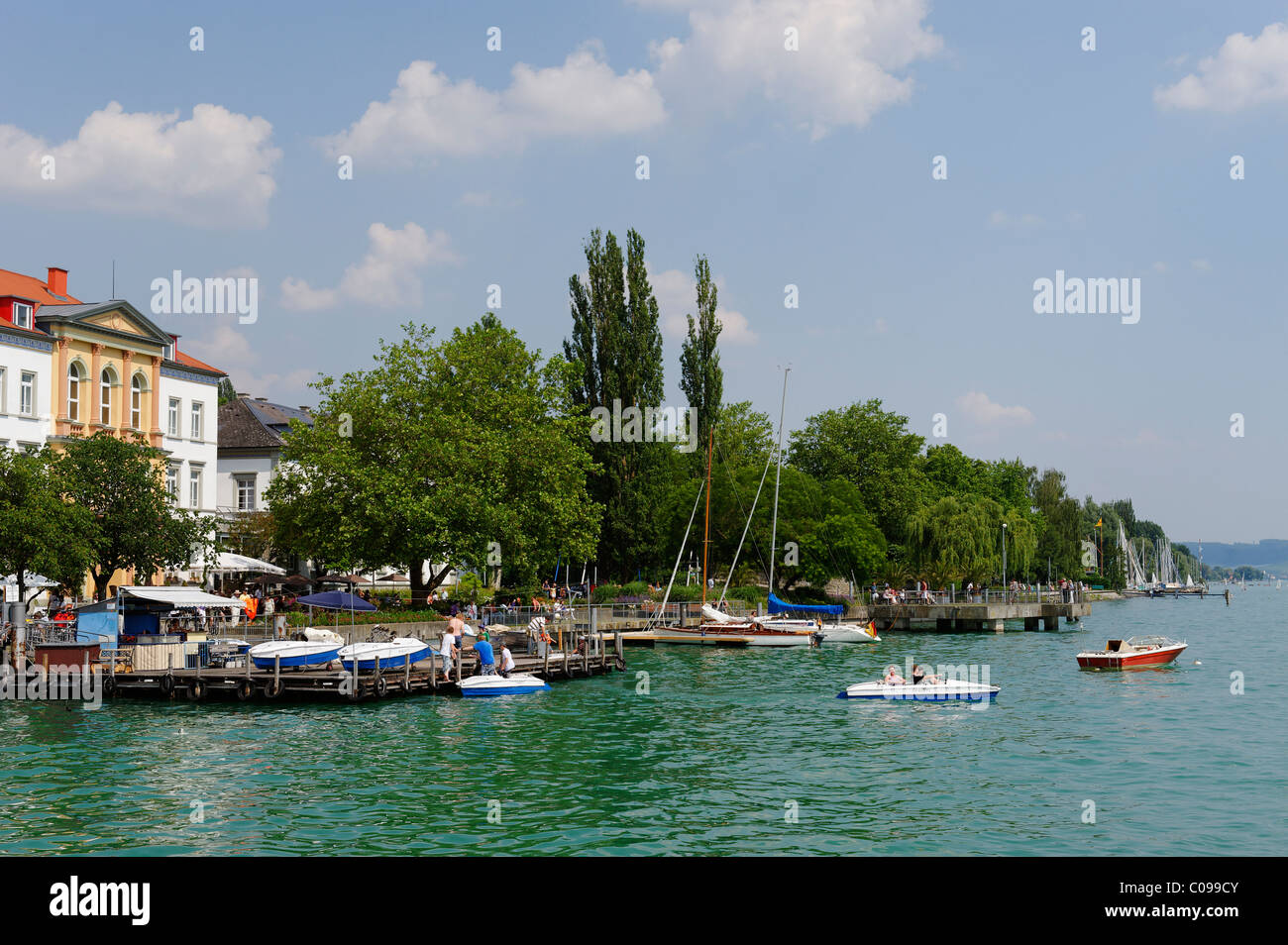 Ueberlingen on Lake Constance, lakeside promenade and wharves, Baden ...