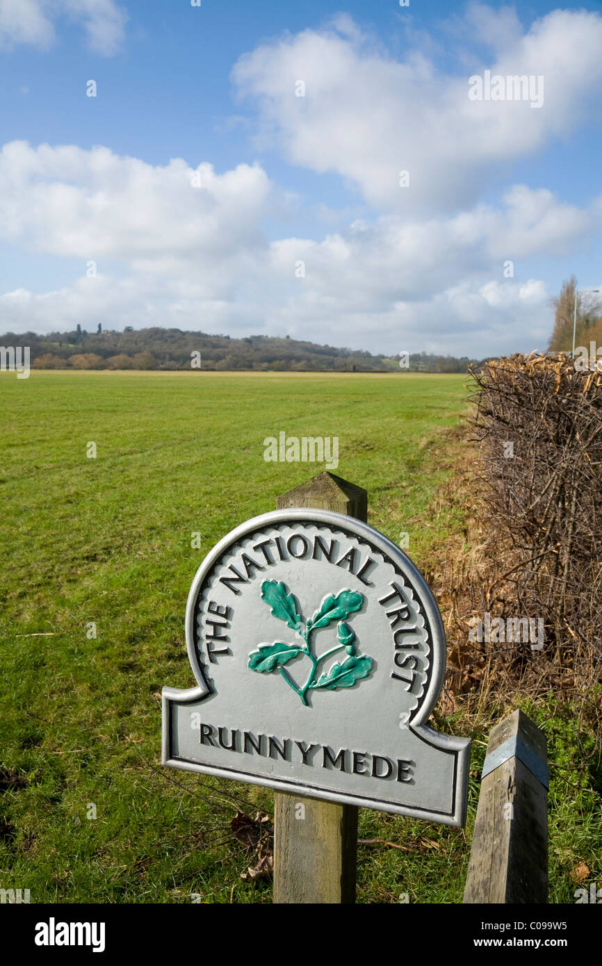 National Trust sign / signpost / post; Runnymede, Surrey. UK. Runnymede ...